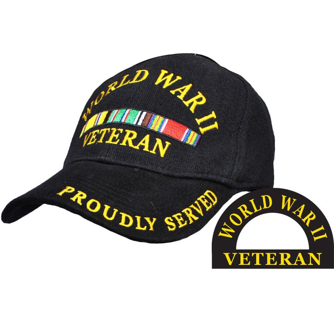 World War II Veteran Embroidered Cap Hat United States - Etsy