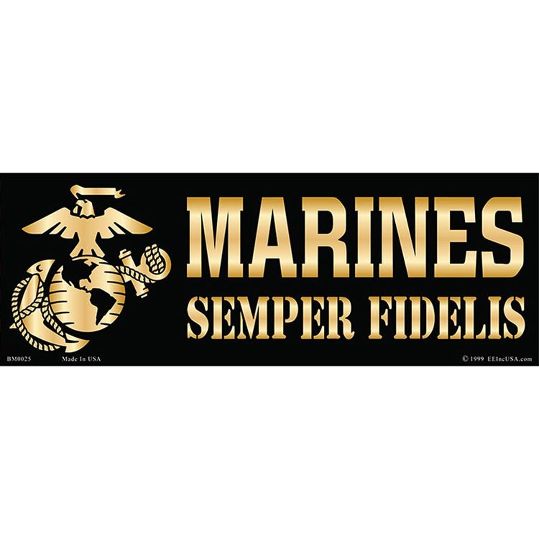 MARINES Semper Fidelis Bumper Sticker Decal USMC Eagle, Globe, and ...
