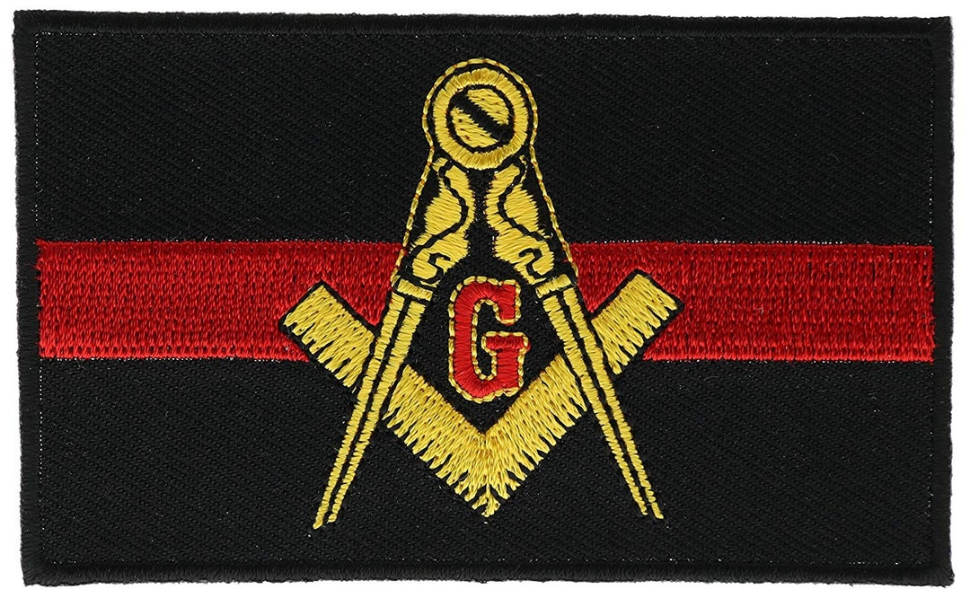 MASONIC THIN RED Line Firefighter Rescue Embroidered Patch Craft Supply ...