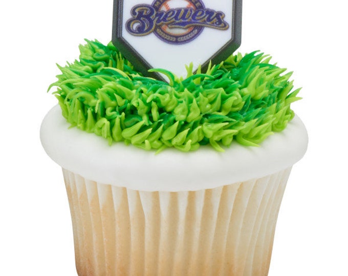12 MILWAUKEE BREWERS Cupcake Rings MLB Home Plate Cake Toppers - Etsy
