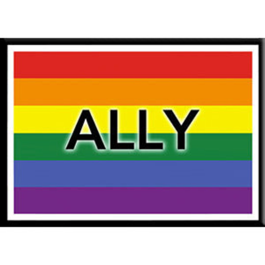 Ally Flag Black & White Outline LGBTQ Magnet 2.5x3.5 Inch - Etsy