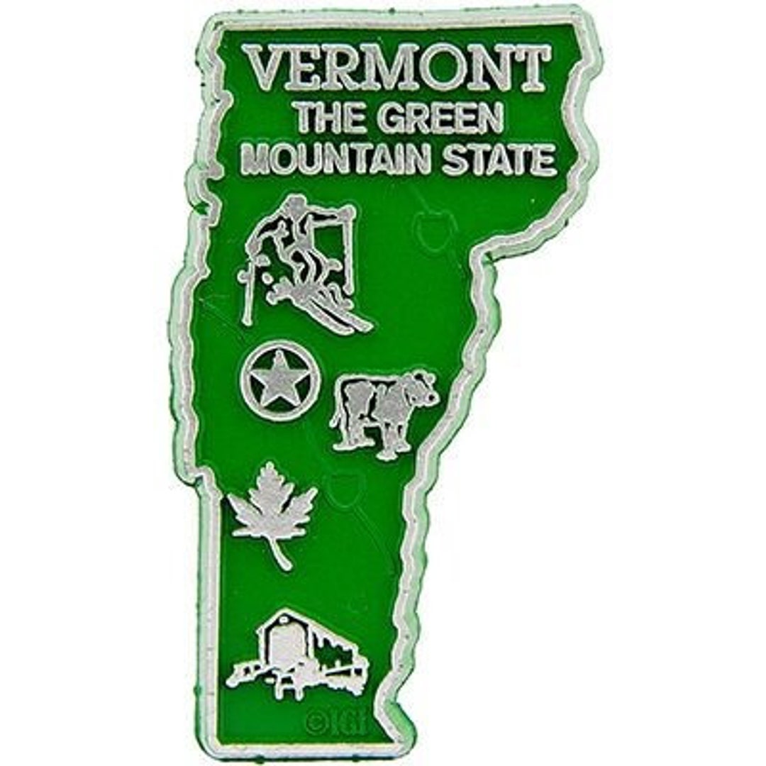 Vermont State Shaped Magnet Vintage Map Green Mountain State Souvenir ...