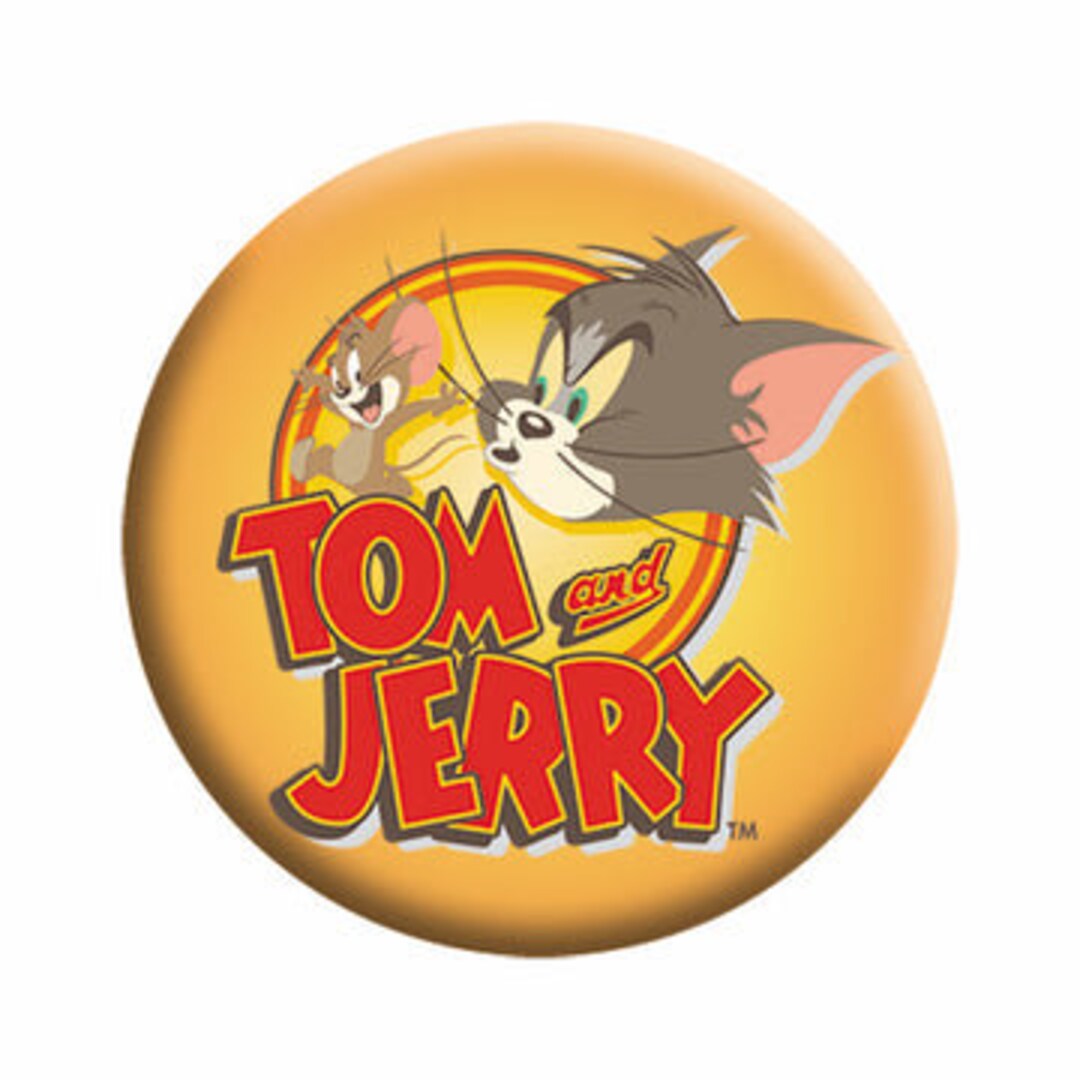 TOM & JERRY With Logo Pinback Button Badge Hanna Barbera Tom Cat ...