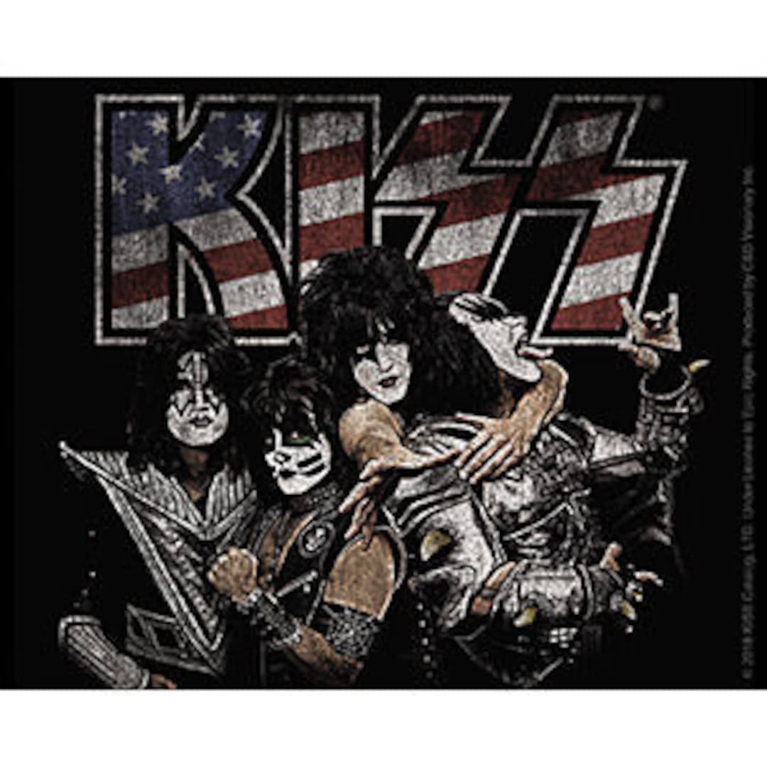 KISS Band Logo Flag Sticker Decal 5x4 Inch Gene Simmons American Rock ...