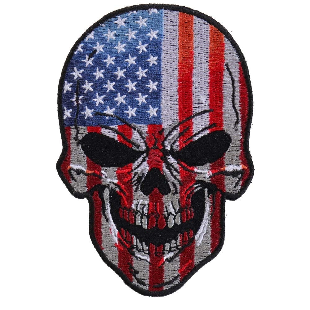 AMERICAN FLAG SKULL Biker Motorcycle Embroidered Patch - Etsy