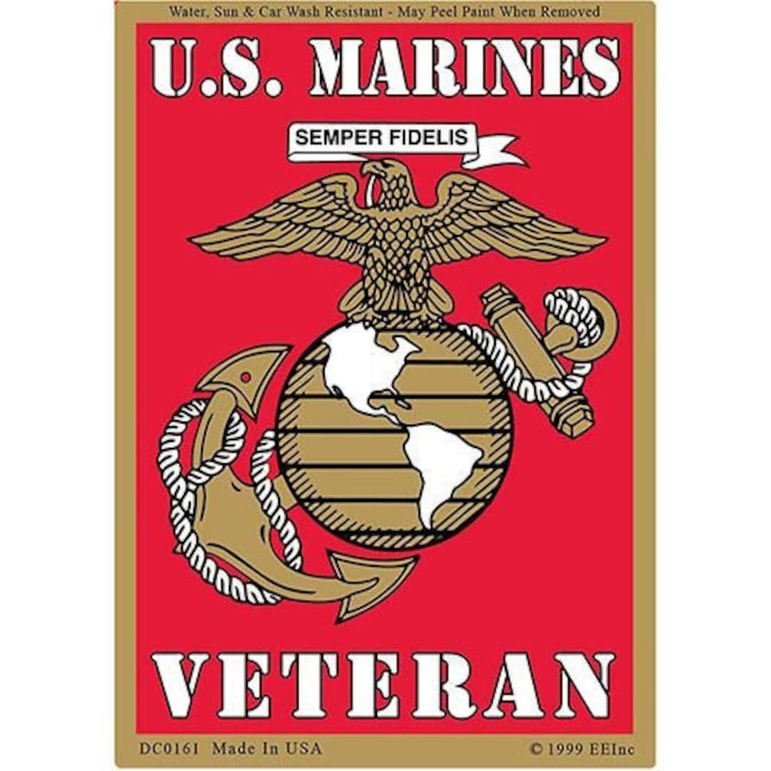 U.S. MARINES Veteran Sticker Decal USMC Semper Fidelis Veteran Vets ...