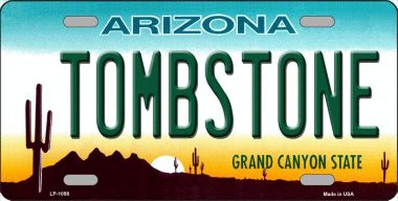 TOMBSTONE ARIZONA State Background Metal License Plate Craft Supply - Etsy