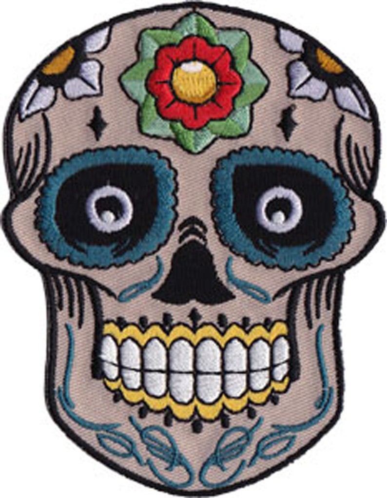CANDY SKULL With Flower Patch Skulls Embroidered Patch - Etsy