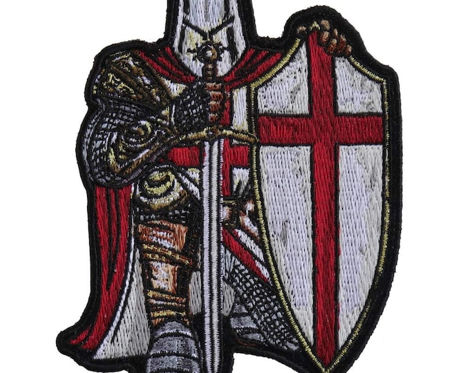RED CRUSADER KNIGHT Small Embroidered Patch - Etsy