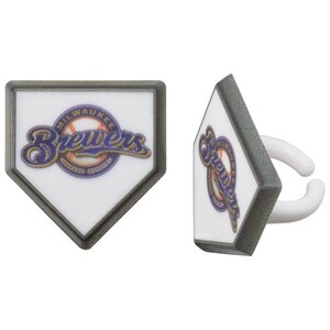 12 MILWAUKEE BREWERS Cupcake Rings MLB Home Plate Cake Toppers - Etsy