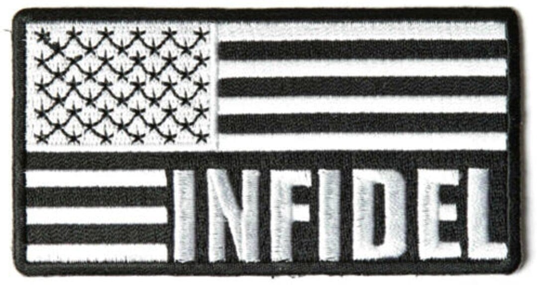 INFIDEL American Flag Patch Black White Military Arabic Embroidered ...