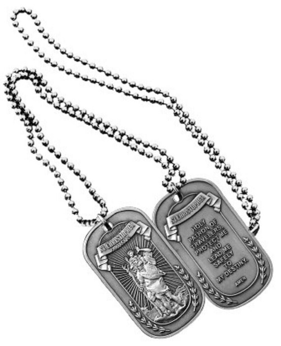 Saint Christopher Dog Tag With Chain St. Christopher Protect - Etsy