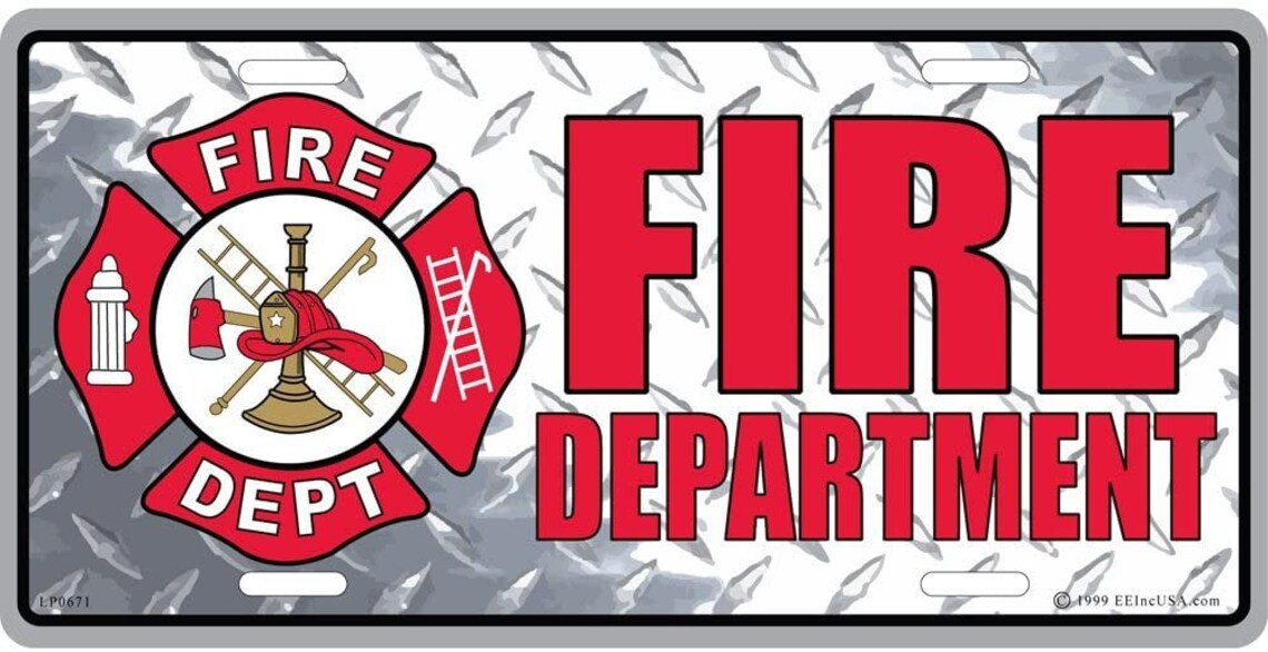 FIRE DEPARTMENT Crest Logo Metal License Plate Firefighter | Etsy