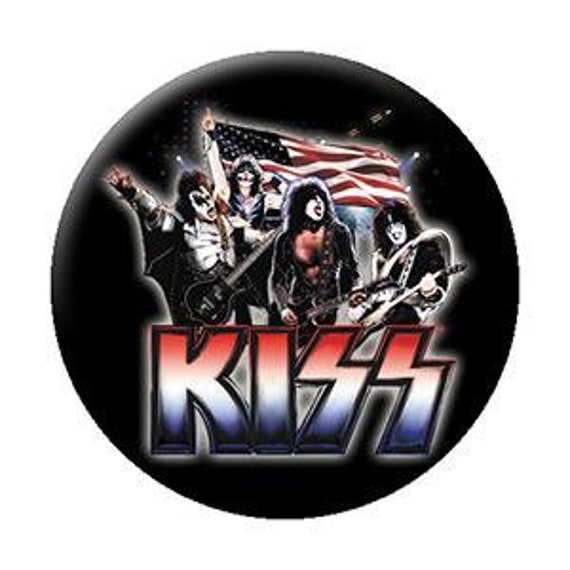 KISS Band American Flag Pinback Button Badge Rock Band Logo - Etsy