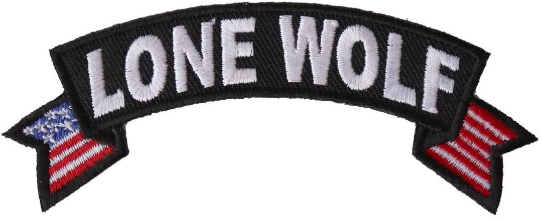 LONE WOLF Upper Rocker Patch United States Flag Military Biker ...