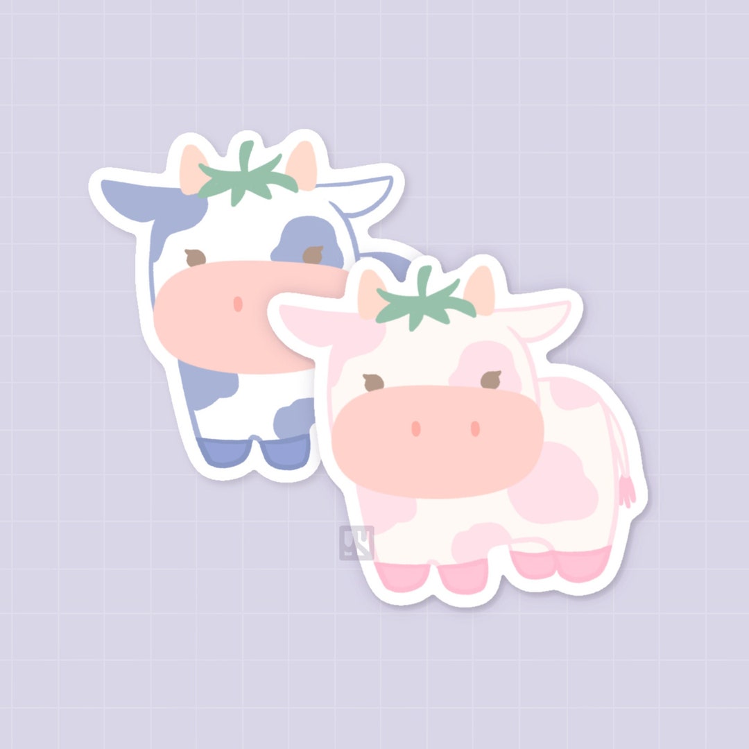 Strawberry & Blueberry Cow Vinyl Sticker - Etsy