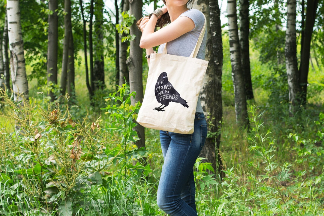 Crow Friend Bag, Eco-friendly Tote Bag, Crow Gifts, Corvid Bag, Organic ...