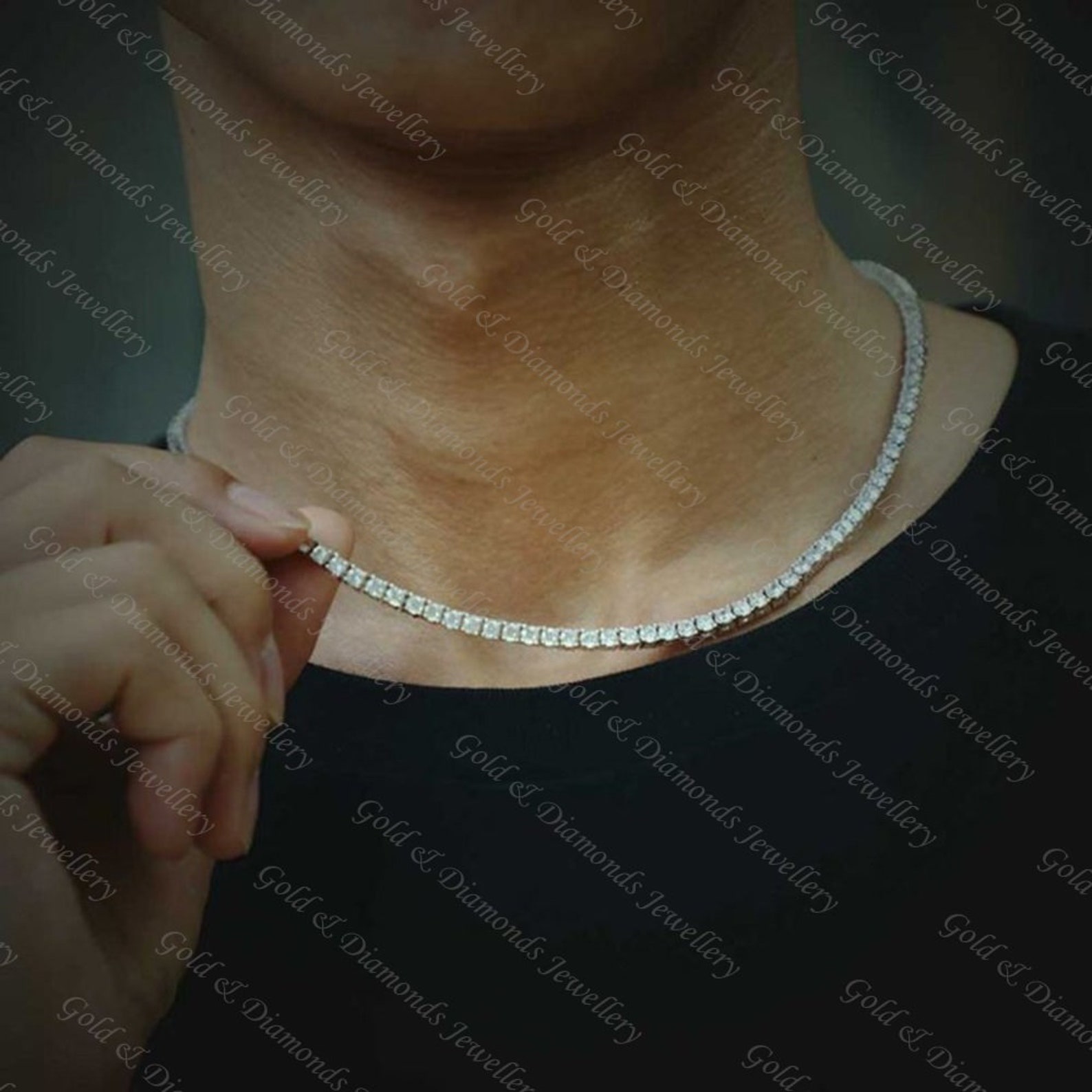 3mm Moissanite Tennis Chain 14k White Gold Finish Diamond Etsy