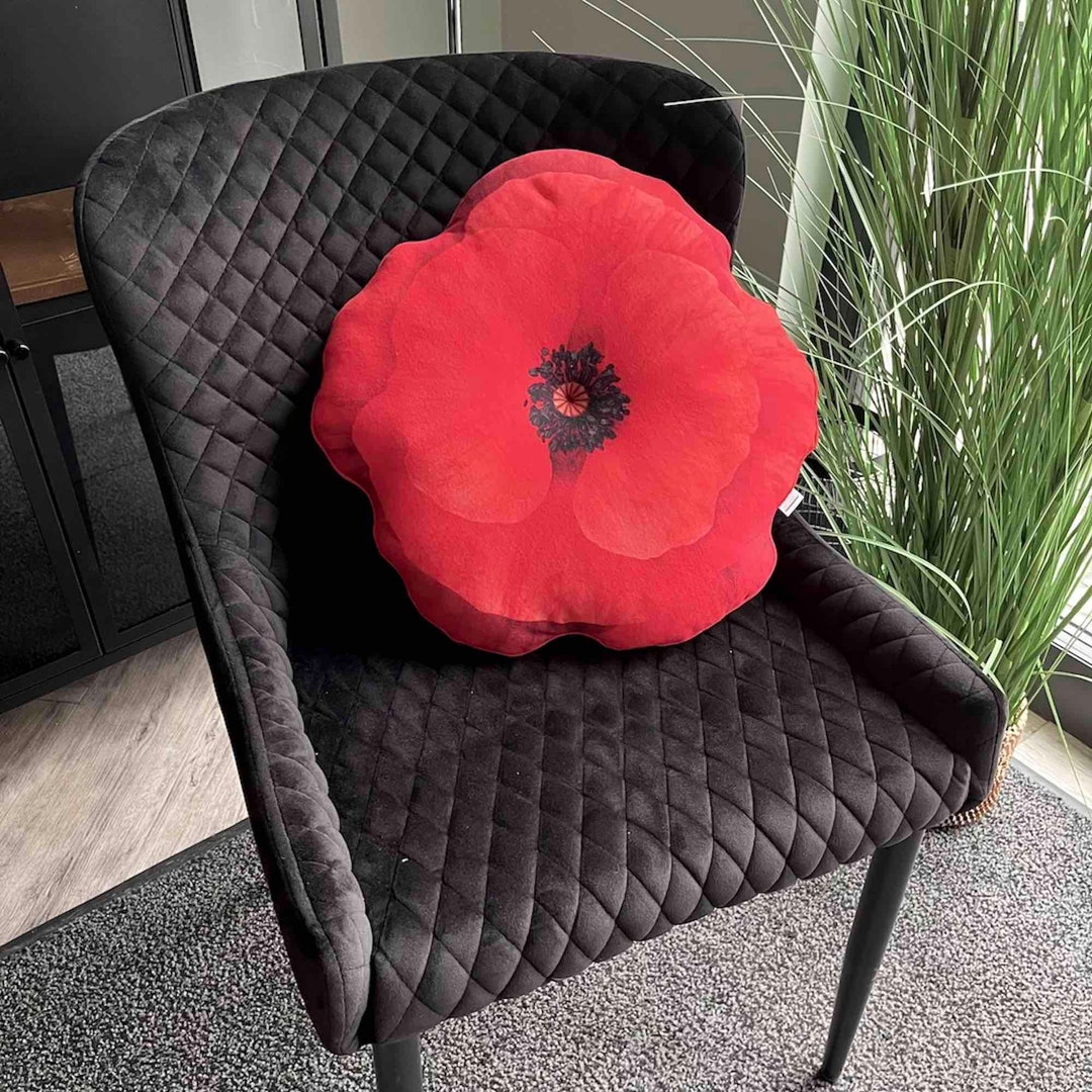 Red Poppy Pillow / Big Poppy Pillow / Wildflower / Red Poppies ...