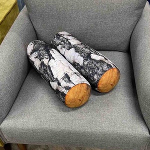 Tree Log Pillow / Birch Tree Log / Birch Roll Pillow/ Tree Log Bolster ...