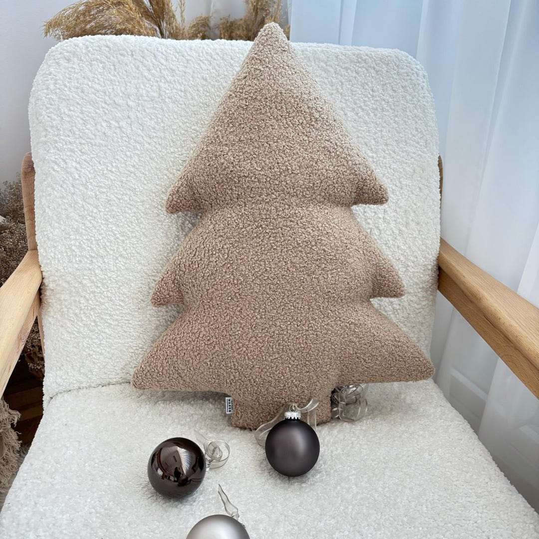 Christmas Tree Pillow / Beige Christmas Tree / Beige Christmas Pillow ...