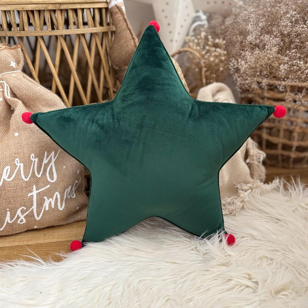 Christmas Star Shape Pillow Velvet Pillow Green - Etsy