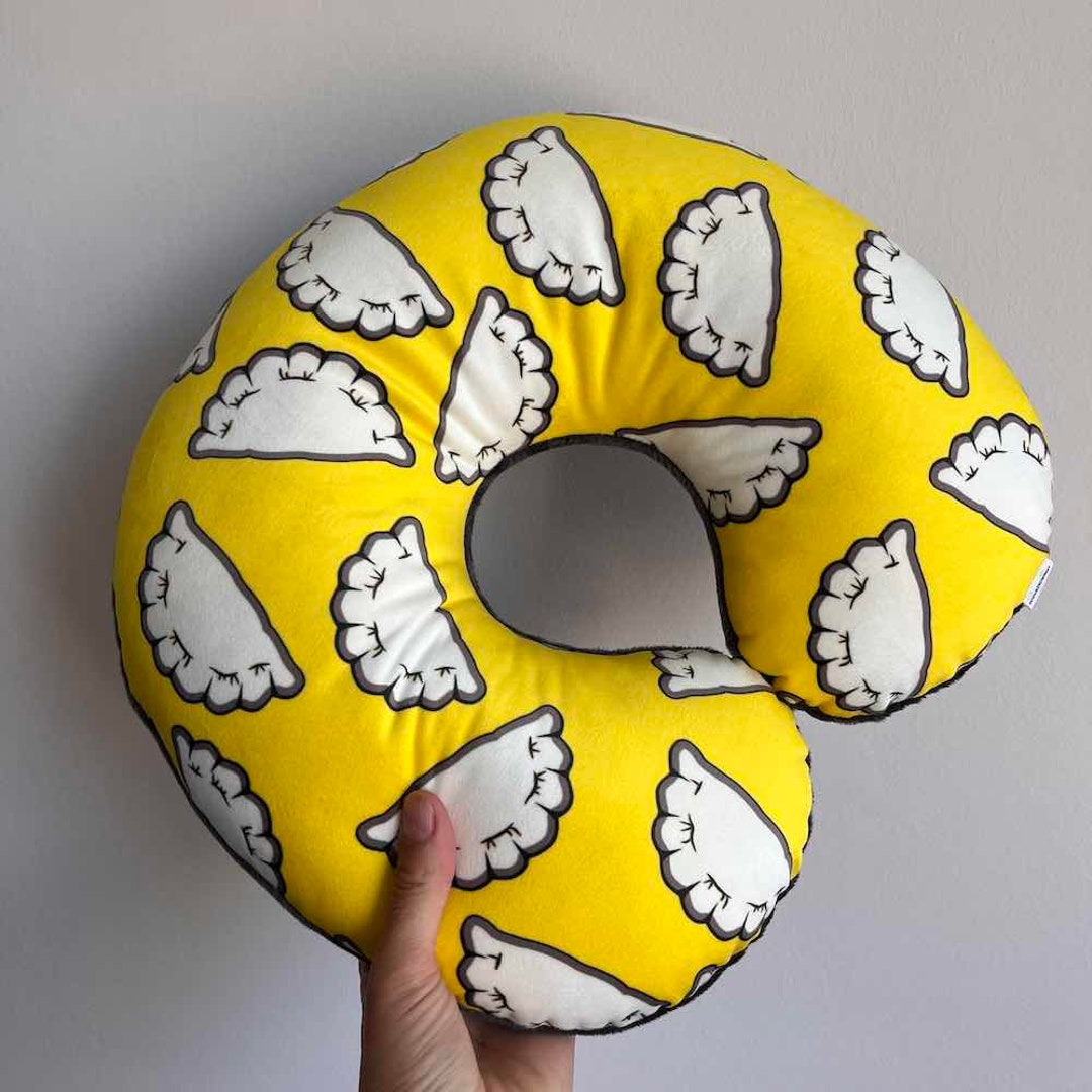 Pierogi Print Travel Pillow: Minky Fleece Neck Support, Handmade - Etsy