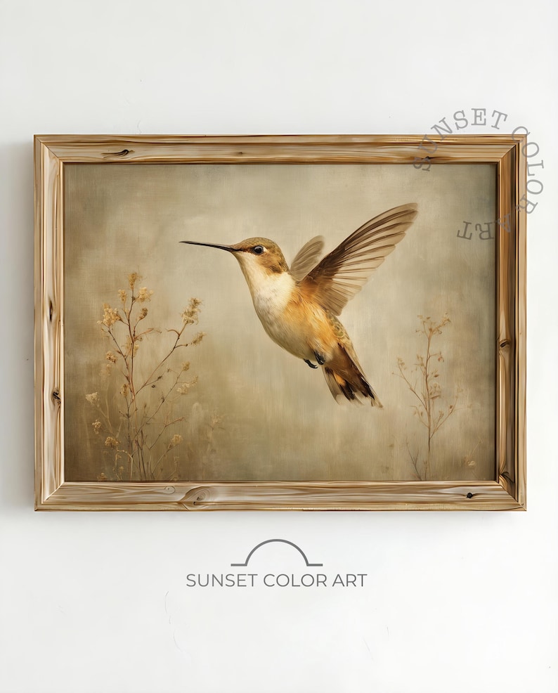 Hummingbird Printable Wall Art / Bird Vintage Art Living Room Decor ...