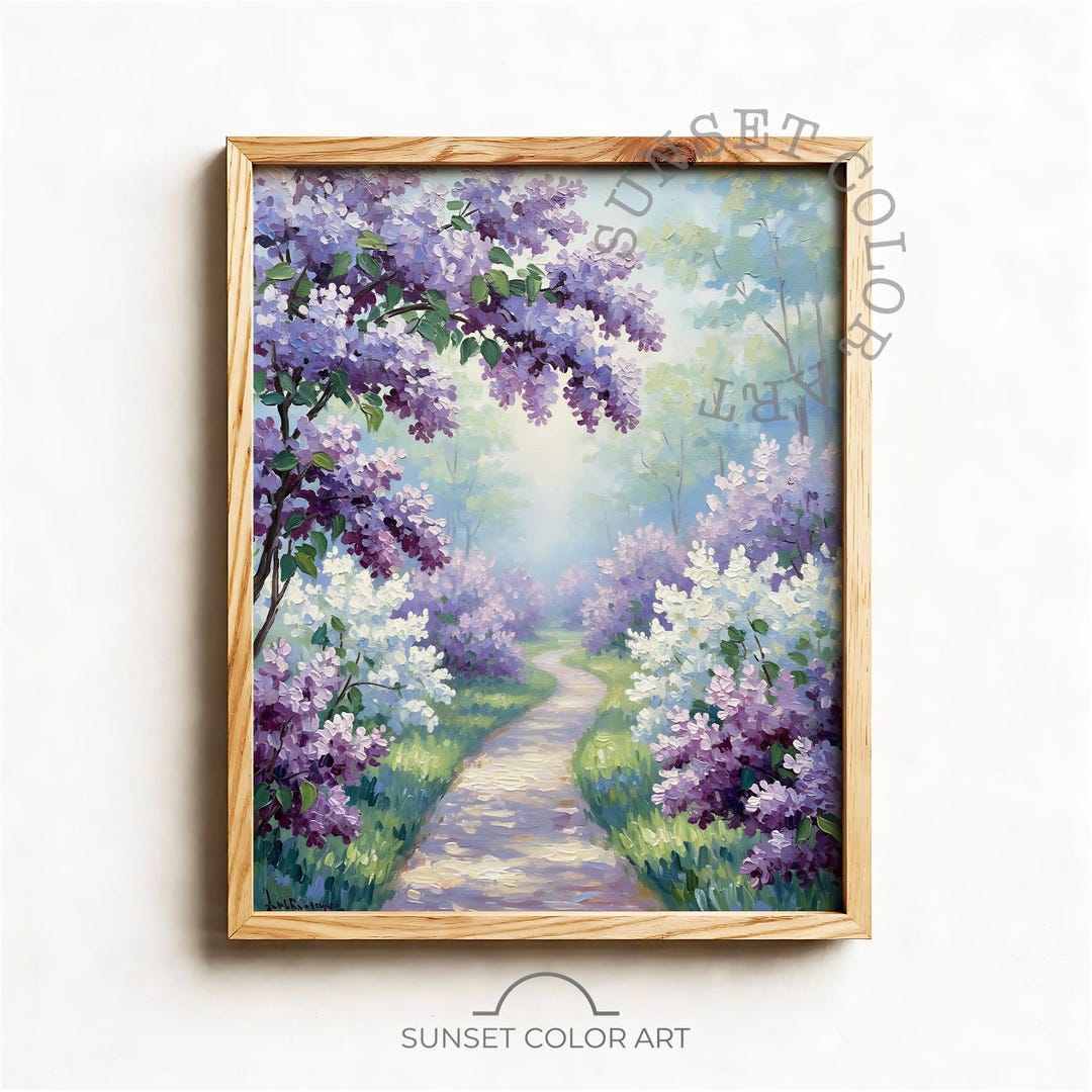 Cottagecore Garden Path Botanical Art / Printable Lilac Wall Art ...
