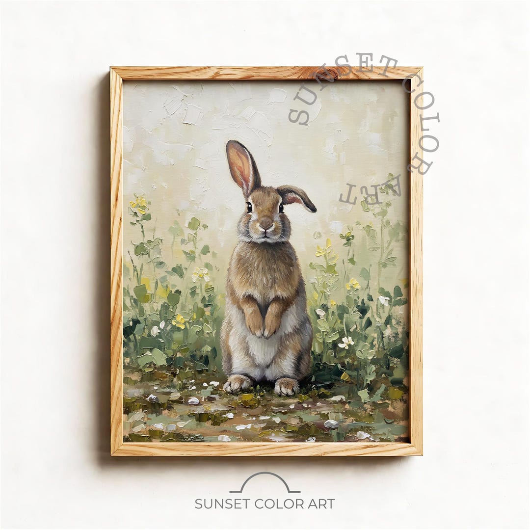 Printable Cottagecore Bunny Illustration - Rustic Brown Rabbit Art ...