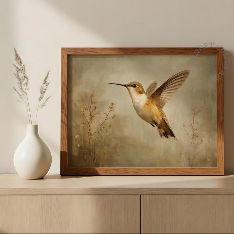 Hummingbird Printable Wall Art / Bird Vintage Art Living Room Decor ...