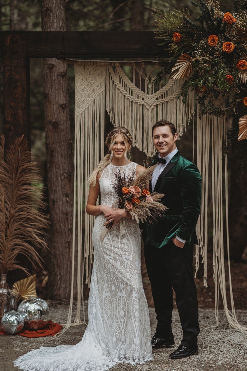 Macramé Wedding Arch Large Macramé Curtain Wedding Backdrop Boho ...