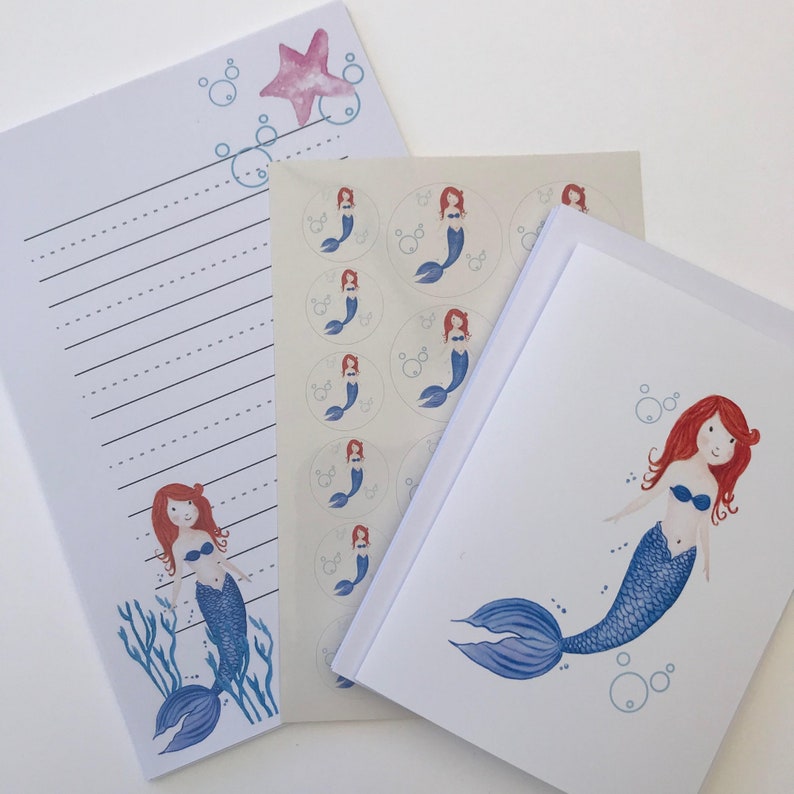 Mermaid Writing Set Stationery Set Letter Writing Notepaper - Etsy