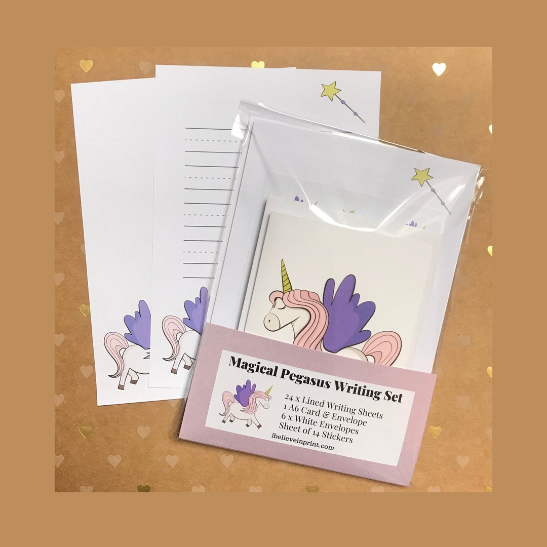 Magical Pegasus Stationery Set: Notepaper, Card & Stickers - Etsy