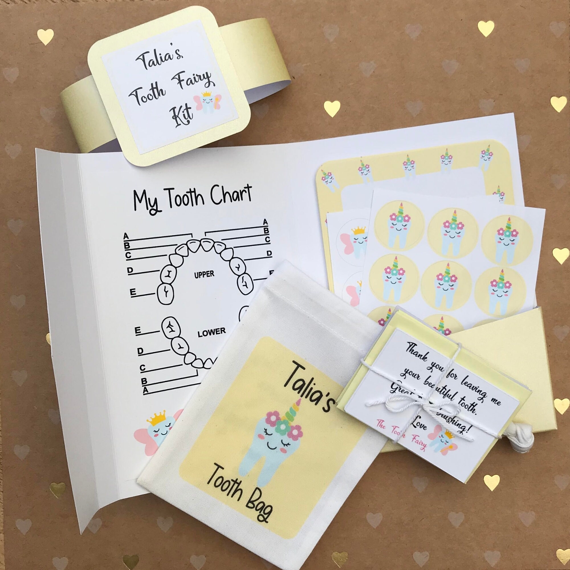 Tooth Fairy Kit, Personalised Tooth Bag With Stationery Set - Etsy