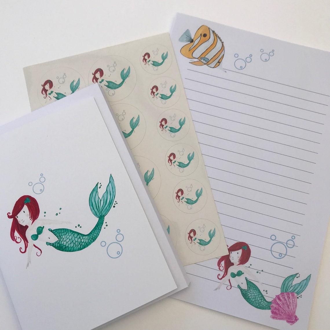 Mermaid Writing Set 2, Stationery Set, Letter Writing Notepaper ...
