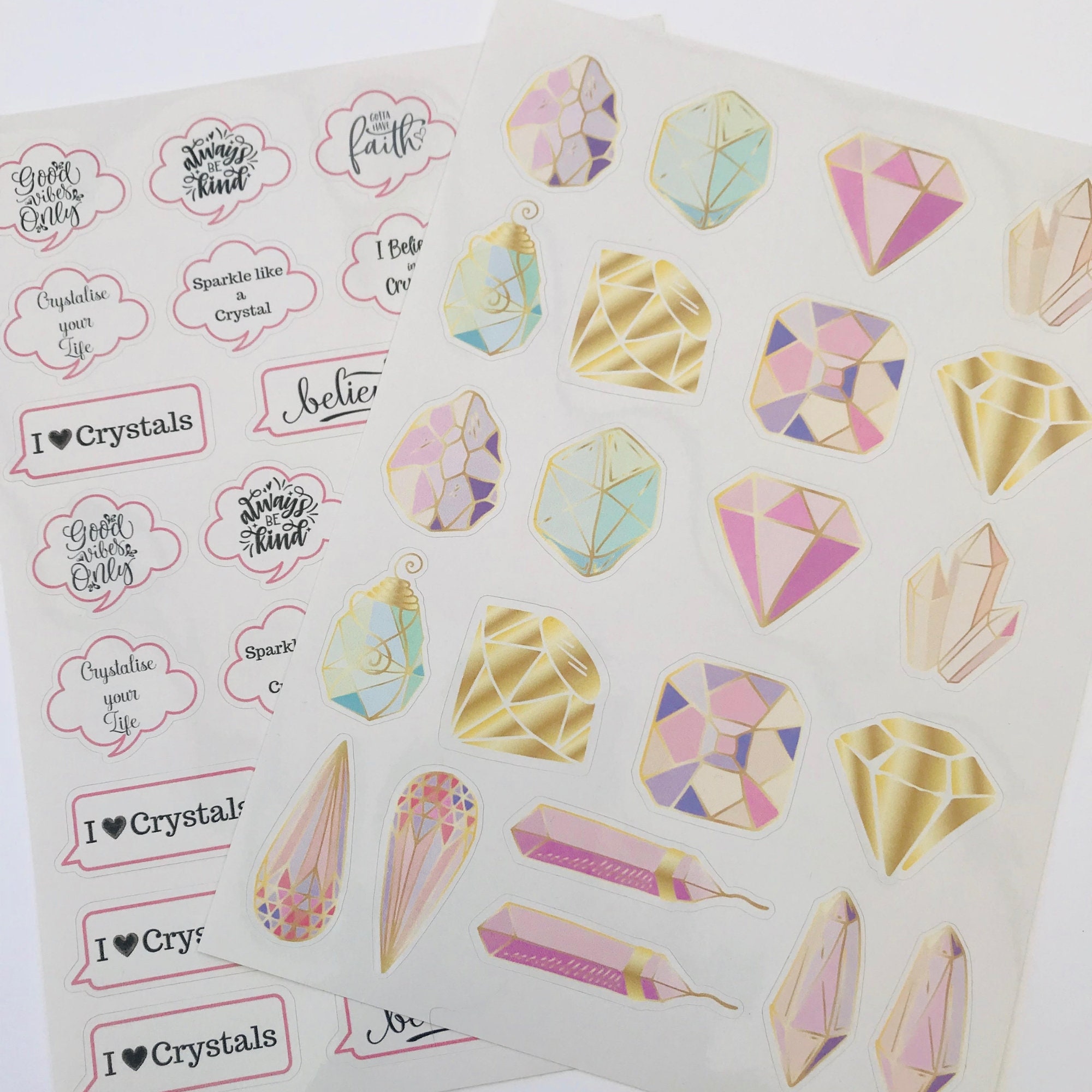 Crystal Stickers, Glossy Crystal Stickers. 2 Sheets of Stickers - Etsy