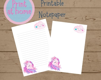 Pastel Unicorn Lined A4 Writing Paper, Instant Download, Printable ...