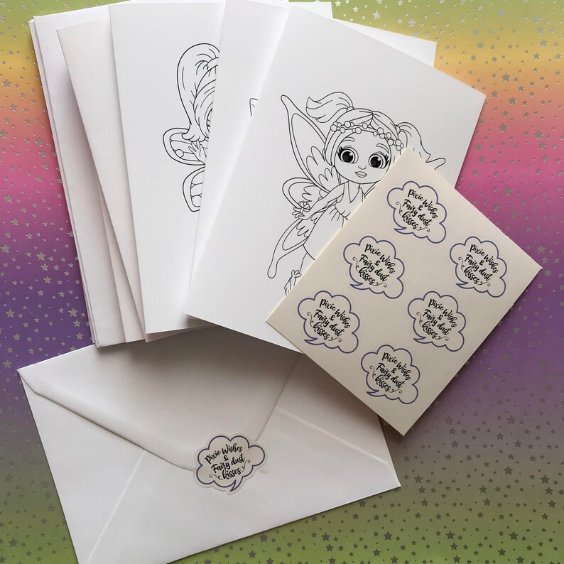 Fairy Colouring Notelets, Pack of 6 Blank A6 Note Cards & Envelopes - Etsy