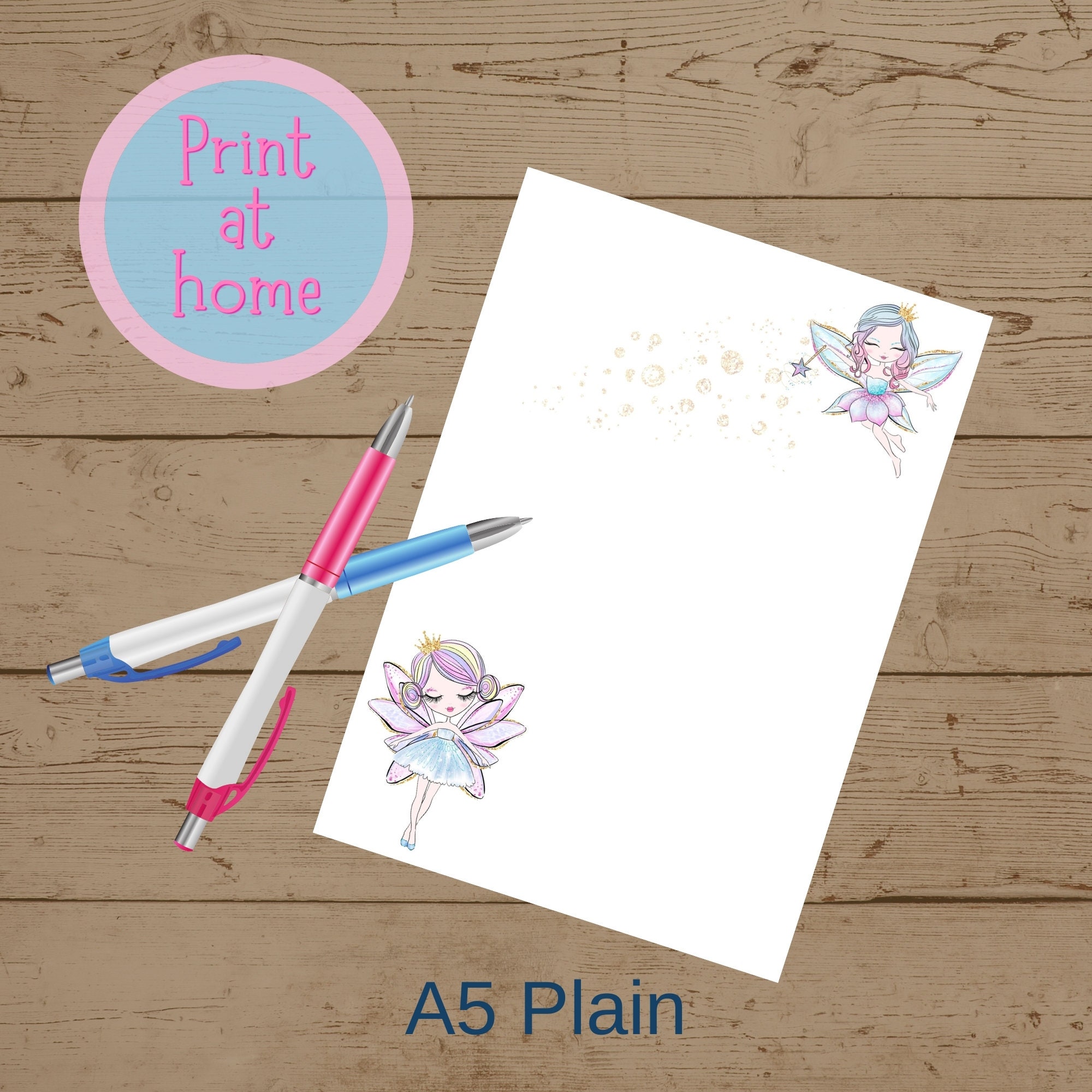 A5 Printable Fairy Notepaper Lined & Plain Paper - Etsy
