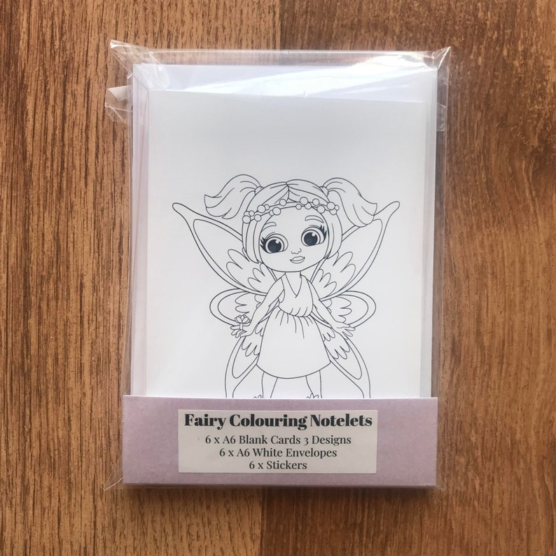 Fairy Colouring Notelets, Pack of 6 Blank A6 Note Cards & Envelopes - Etsy