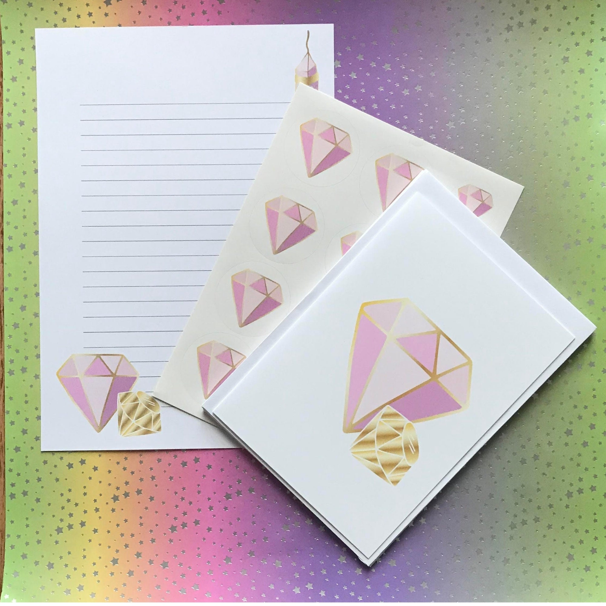 Crystal Writing Set Stationery Set Letter Writing Notepaper | Etsy