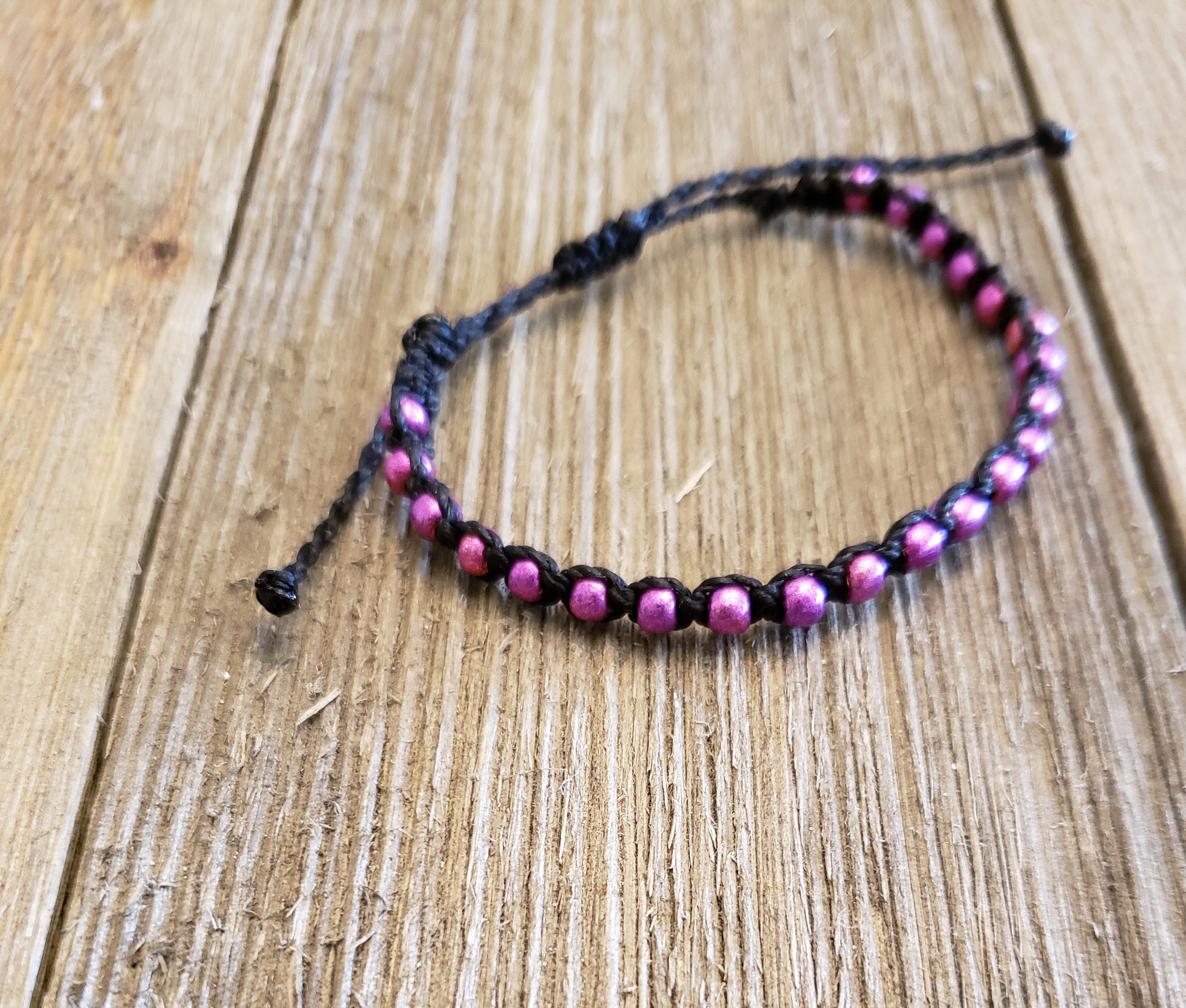 Colorful Metallic Glass Seed Bead Bracelet | Adjustable/waterproof ...
