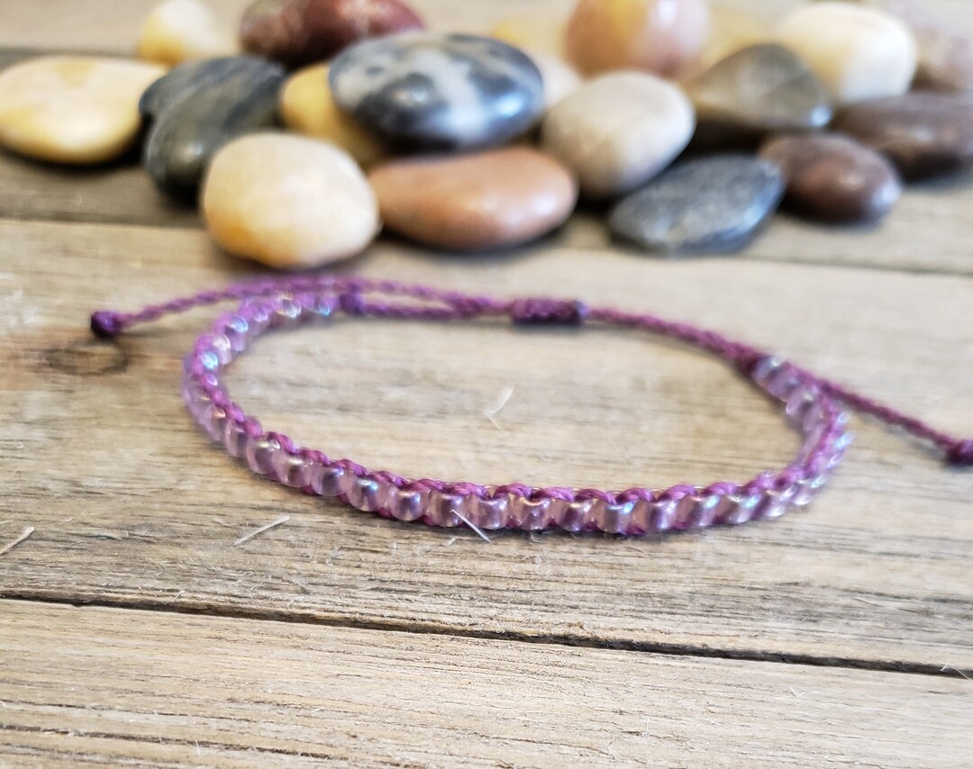 Glass Seed Bead Bracelet | Adjustable and Waterproof | Iridescent Glass ...
