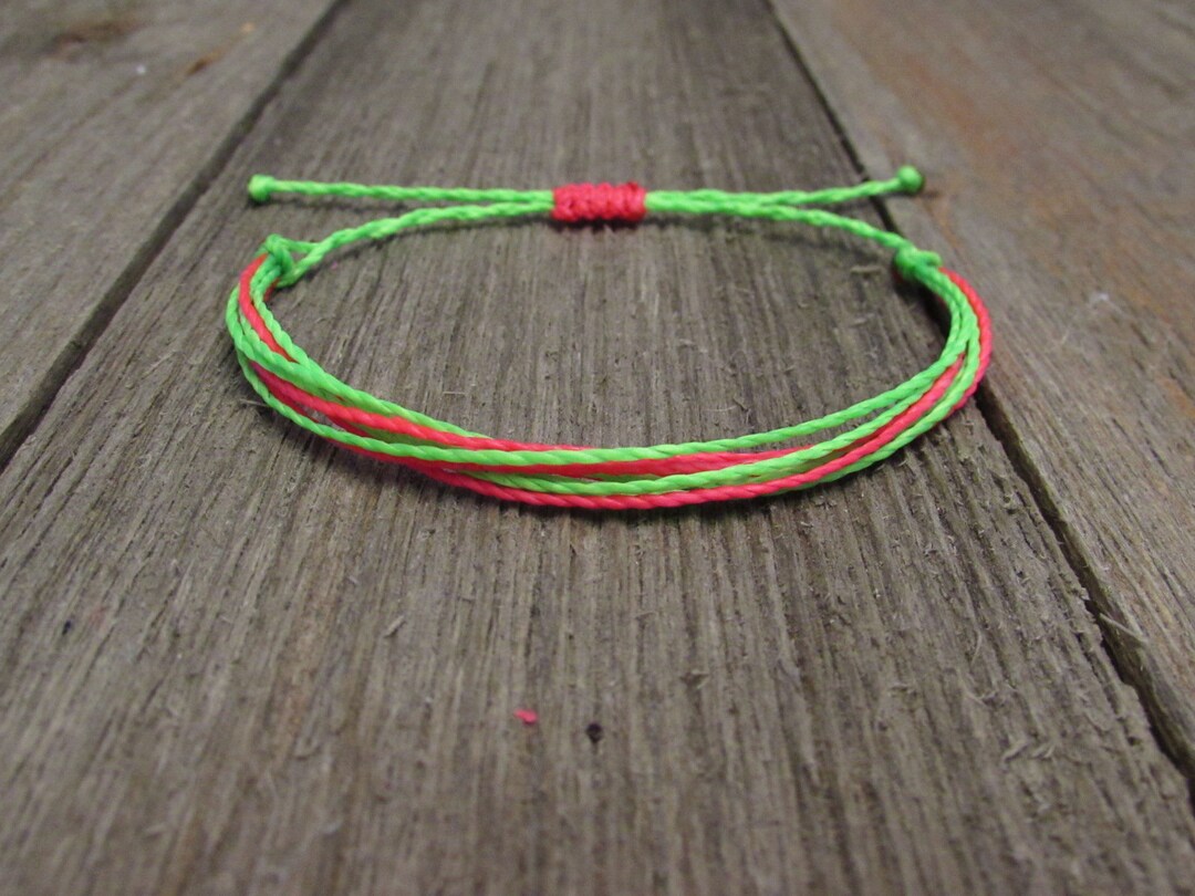Stackable String Bracelet | Adjustable, Waterproof | Neon Green/neon ...