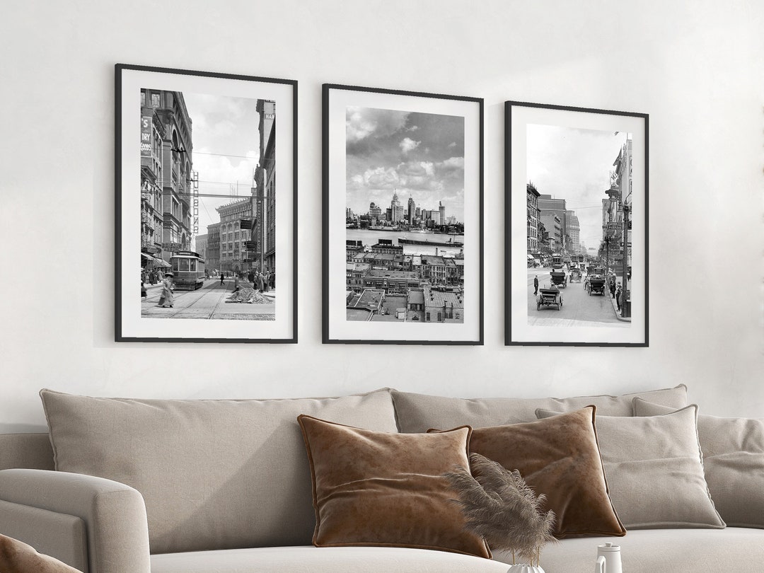 Detroit Prints, Vintage Detroit Wall Art, Black and White Art, Detroit ...