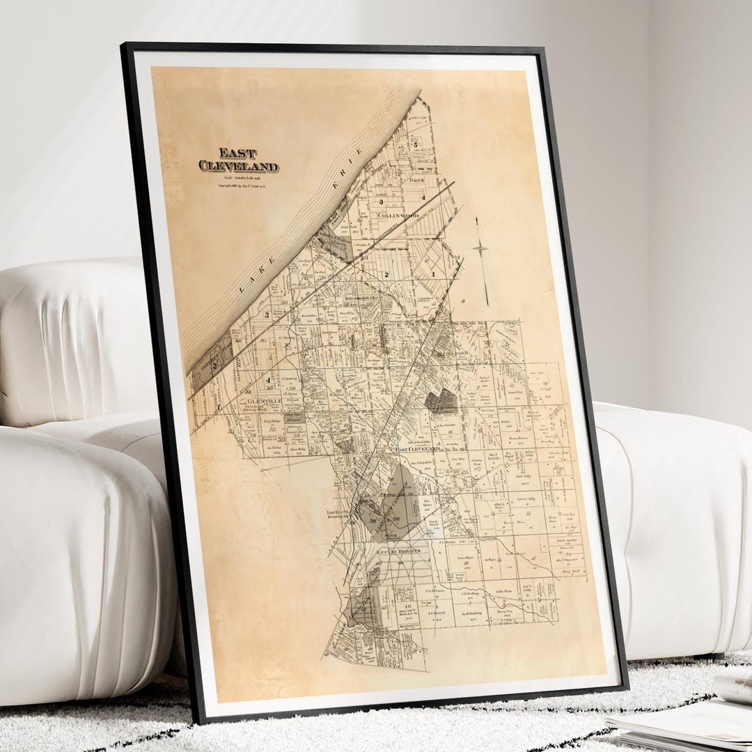 Cleveland Map, Map of Cleveland, Cleveland Print, Cleveland Map Print ...