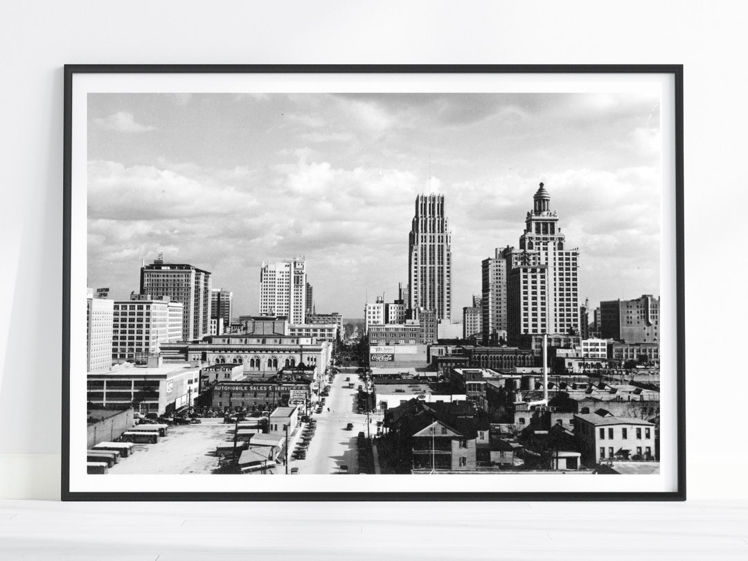 Vintage Houston Print, Houston Wall Art, Black and White Art, Houston ...