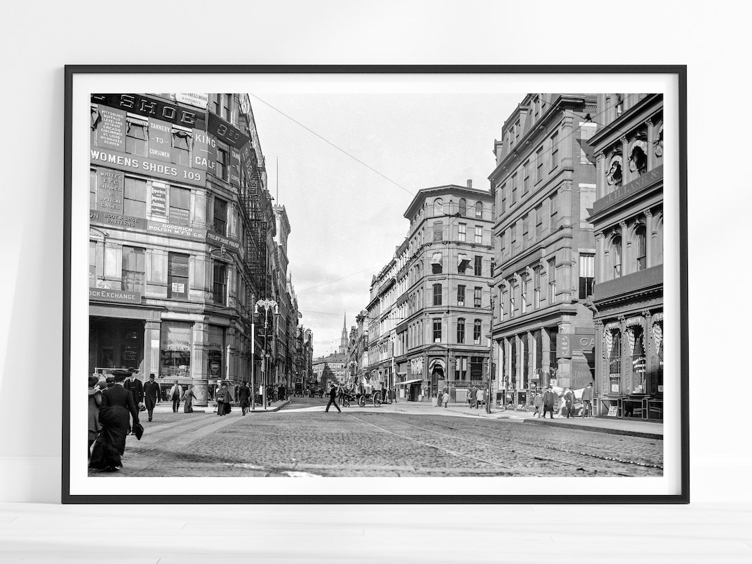 Vintage Boston Print, 1904 Boston Wall Art, Summer Street Boston Poster ...