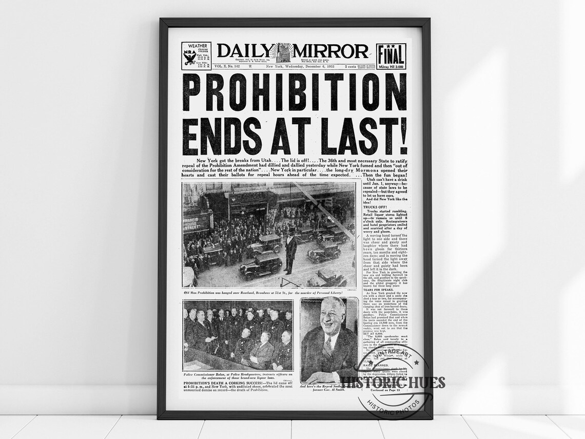 Vintage Prohibition Prints, Prohibition Wall Art, Black and White ...